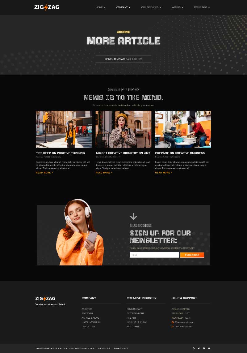Zigzag - Creative Industries Elementor Template Kit by Rometheme | ThemeForest